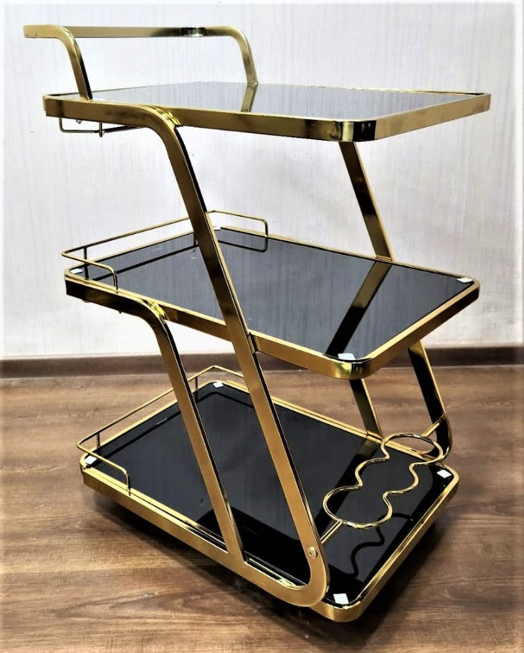 Elegant 3tier Gold Finish Trolley Cart -SP001TBL – www.soosi.co.in