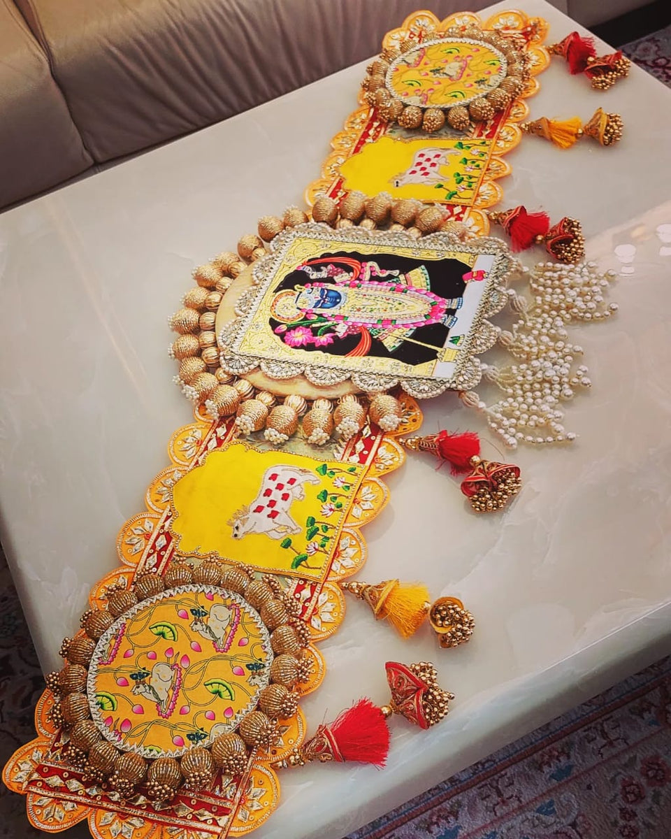 Tanjore Hand Painted ShreeNathji Design Bandhanwar for Festivals and W ...