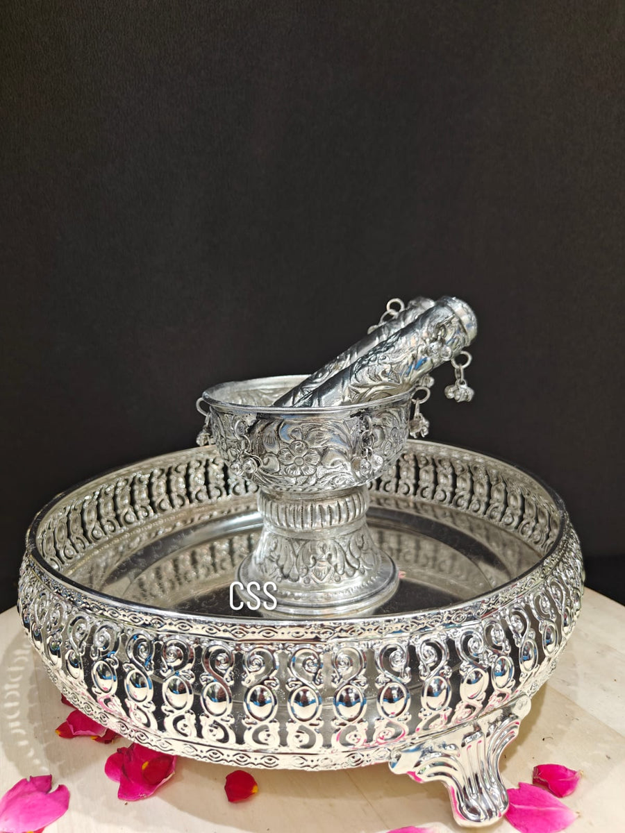 Beautiful German Silver Rolu Rokali Set With Silver Tray for Weddings ...