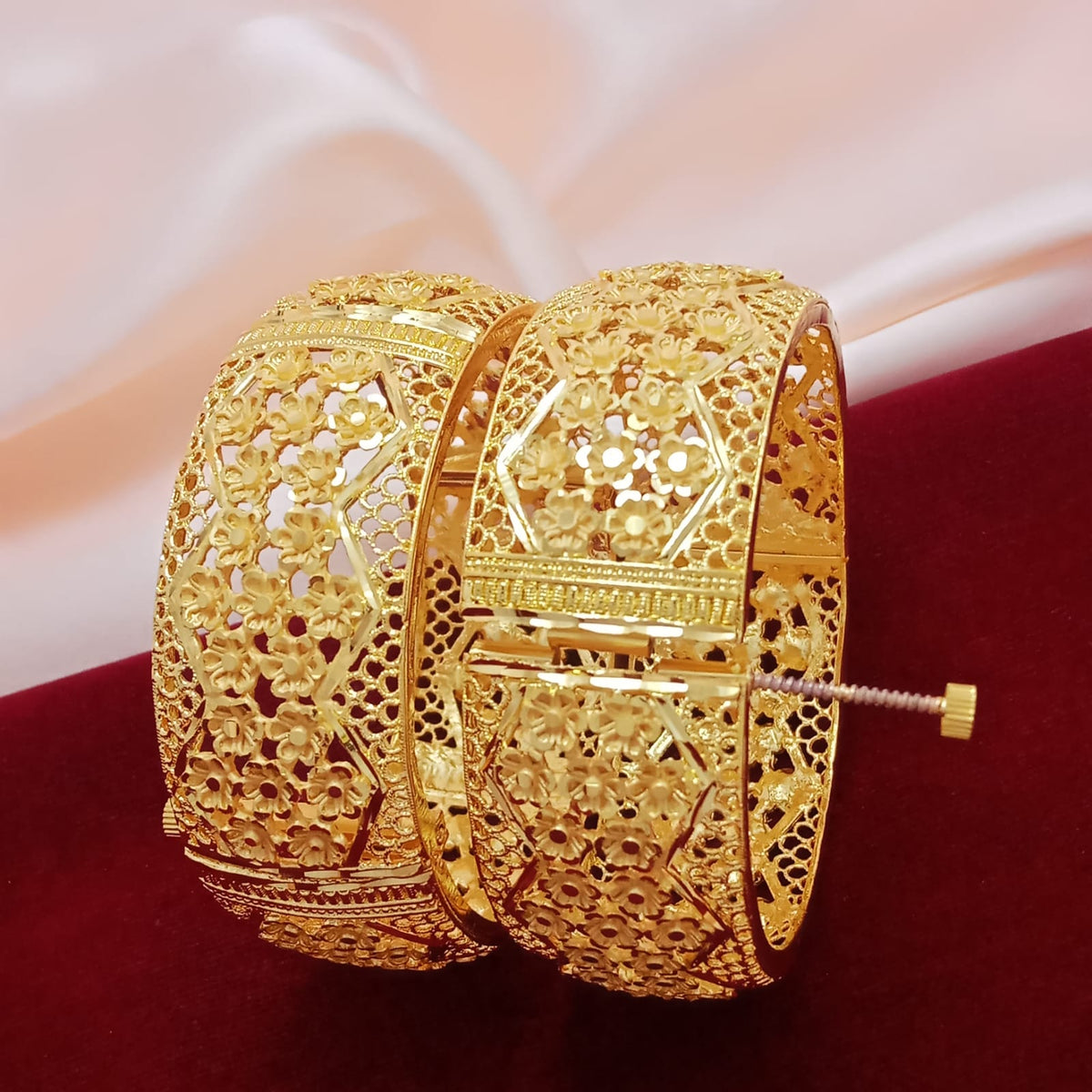 Shabana , 24 K Gold Plated Openable Broad Bangles Pair for Women-AFREE ...