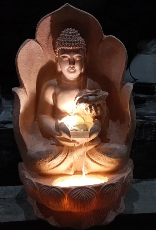 Sand stone Finish Patta Buddha water Fountain with Light-KAPI001BFA ...