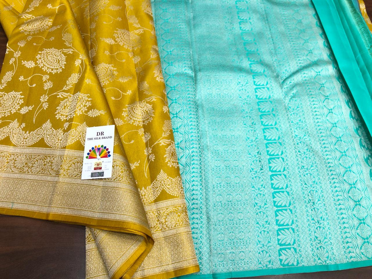 YELLOW AND FIROZI BLUE SHADE BRIDAL SPECIAL PRESENTING A PURE KANCHI H ...