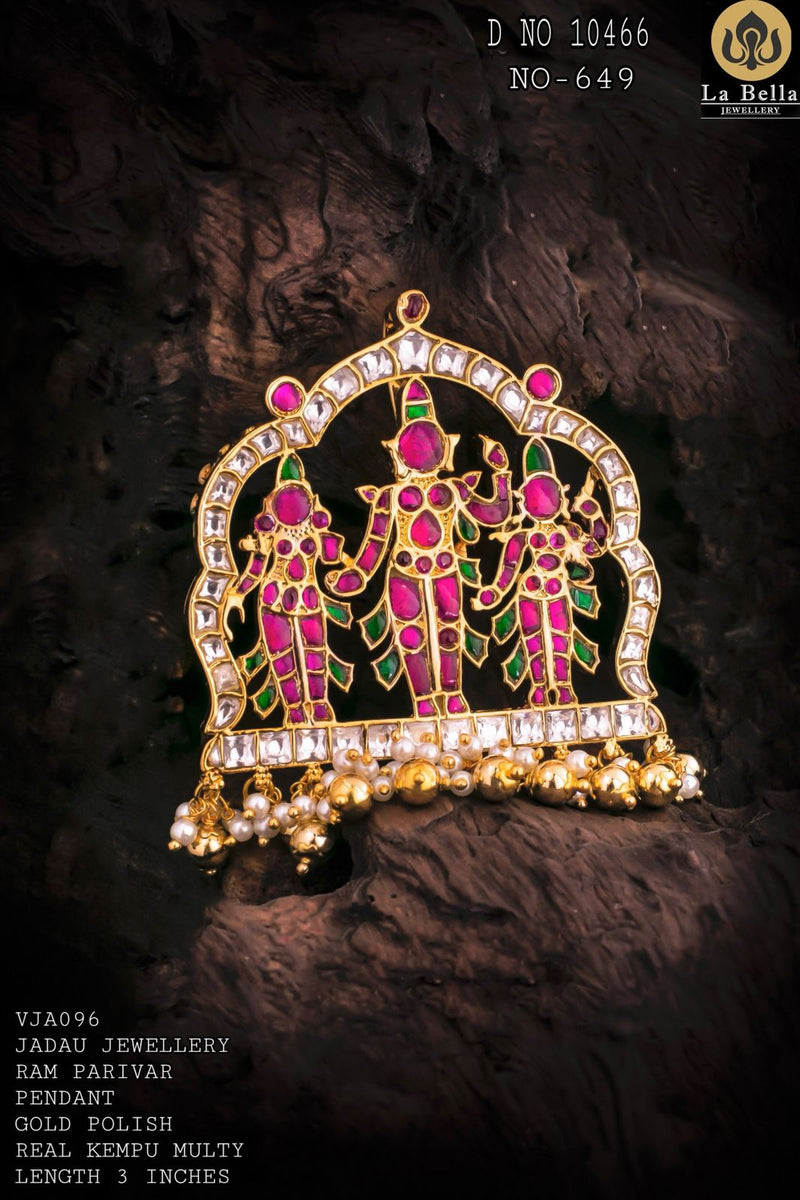 Ram Parivar Designer Gold Finish Big Size Kemp Pendant / Locket for Wo ...