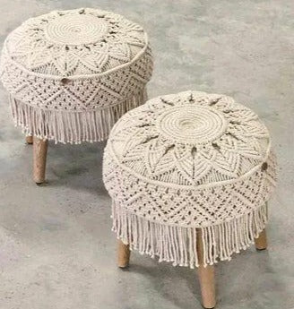 MACRAME STOOL COVER FOR HOME DECORATION-SSHD001 – www.soosi.co.in