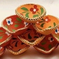 PACK OF 21, BEAUTIFUL HANDMADE TERRACOTTA HAND PAINTED DIYAS FOR DIWAL ...
