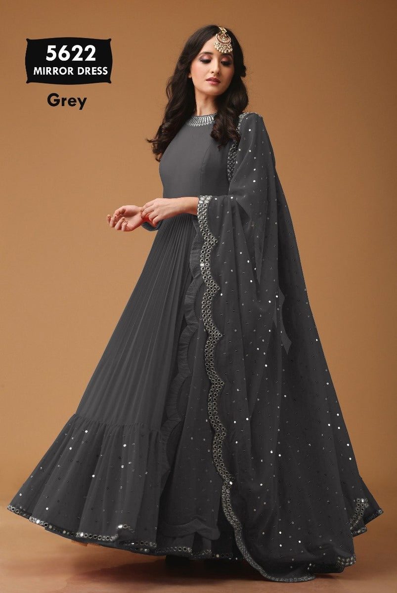 Long Indian Dress With Frill Mirror Hand Work Daman – www.soosi.co.in
