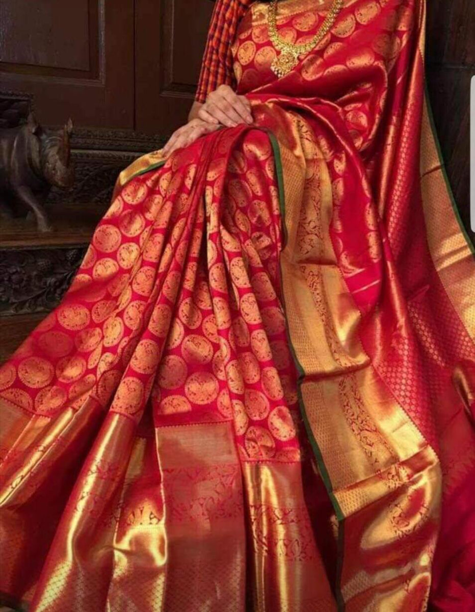 Royal Red Kanjivaram Saree – www.soosi.co.in