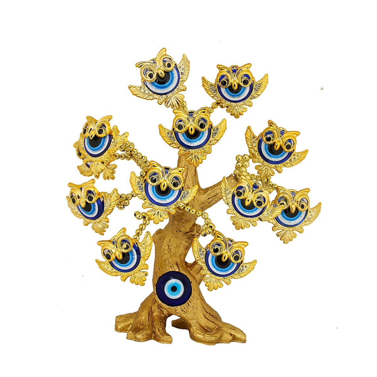 Fengshui Nazar Suraksha Kavach Evil Eye Owl Tree in Gold – www.soosi.co.in