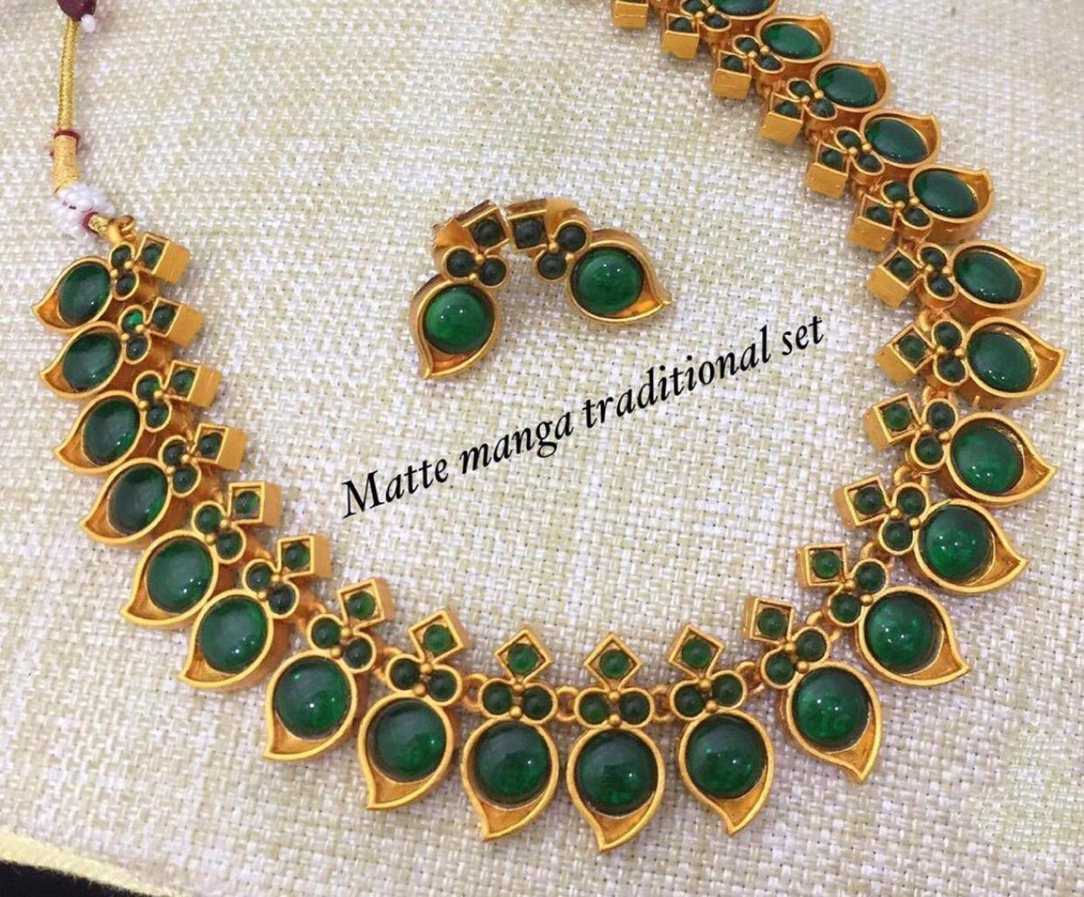 Traditional Manga Mala or Garland of Mangoes Necklace in Matte Gold fi ...
