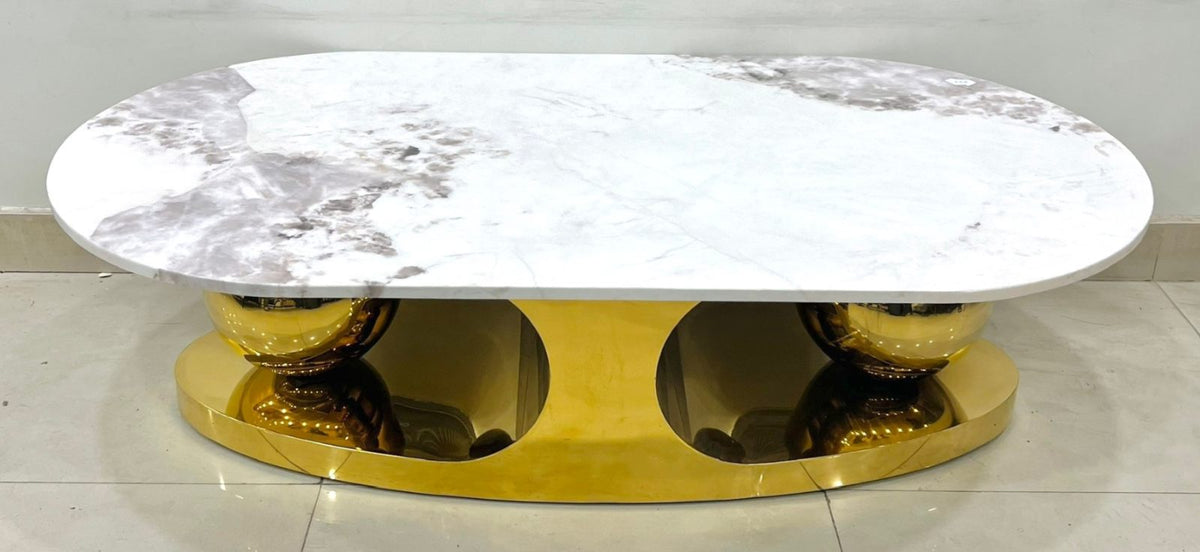 Gold finish Big Size Metal Center Table with Marble Top -SP001MT – www ...