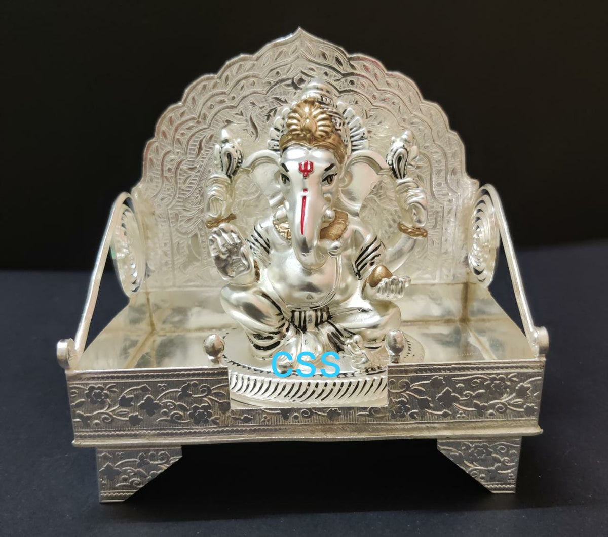 GERMAN SILVER SIMHASANAM WITH PEARL FINISH GANESHA-CSSSG001 – www.soosi ...