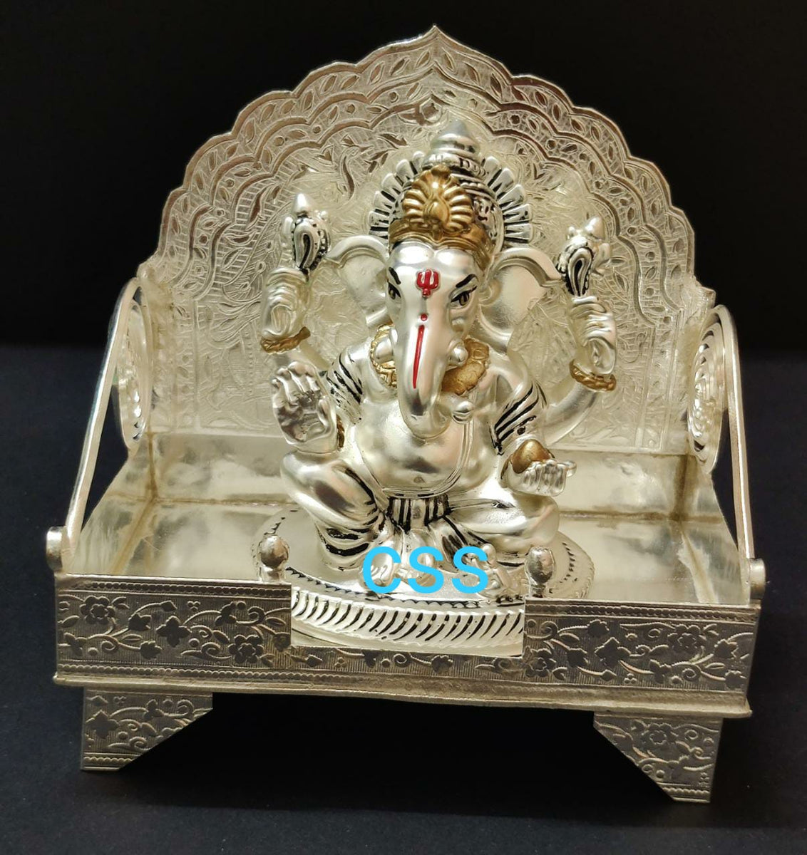 GERMAN SILVER SIMHASANAM WITH PEARL FINISH GANESHA-CSSSG001 – www.soosi ...