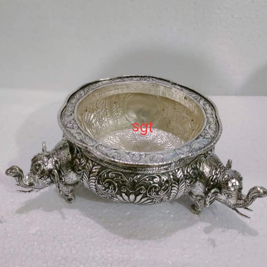 MALINI , ANTIQUE FINISH GERMAN SILVER BOWL/URLI-SGWGSU001M – www.soosi ...