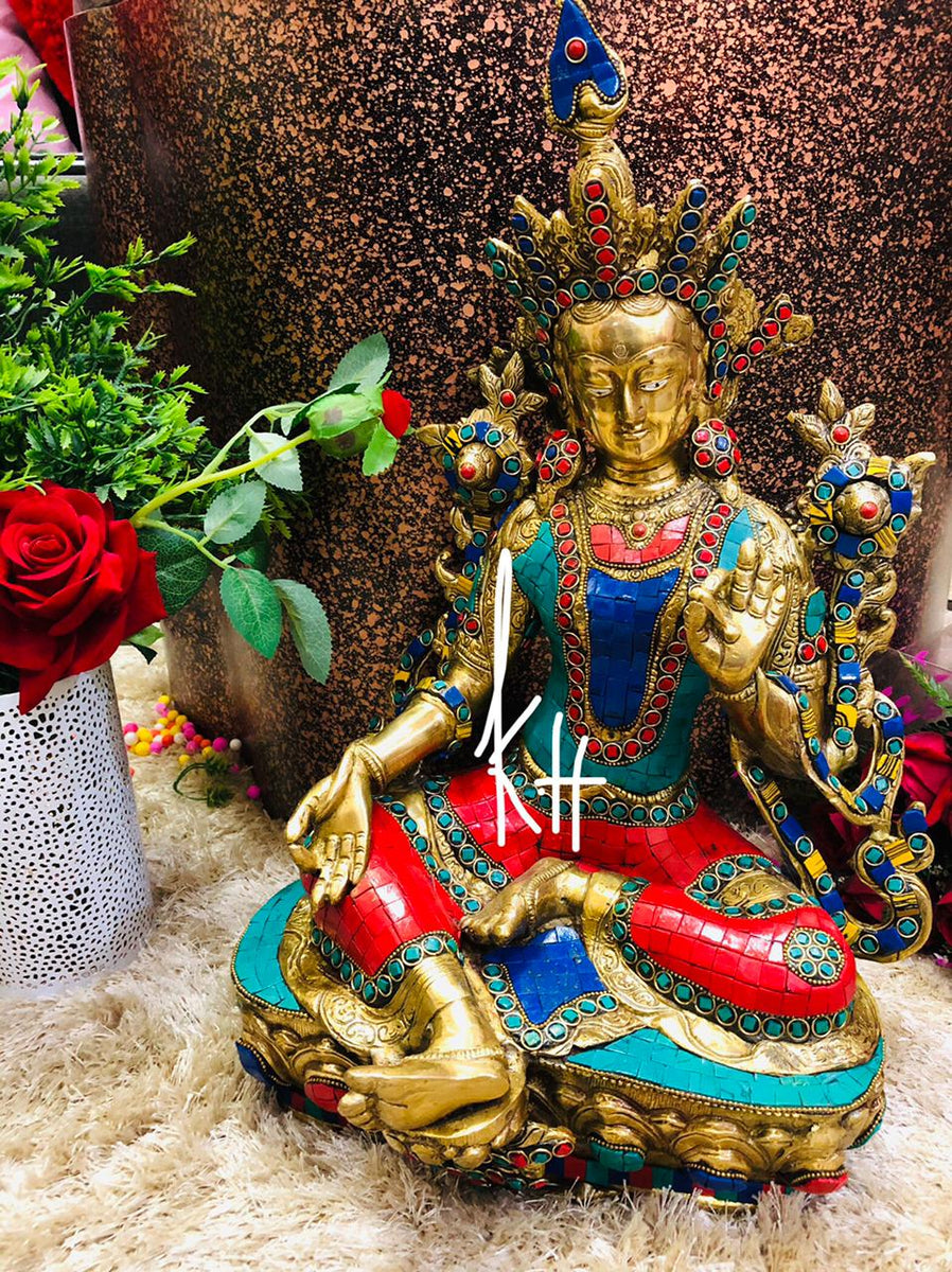 Tara Devi In brass with stone work-PPHDTD001 – www.soosi.co.in