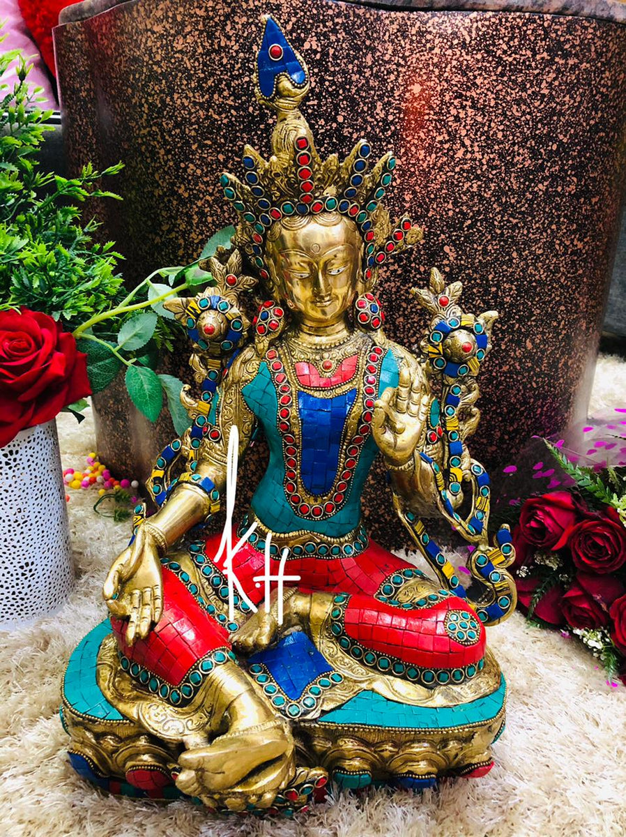 Tara Devi In brass with stone work-PPHDTD001 – www.soosi.co.in