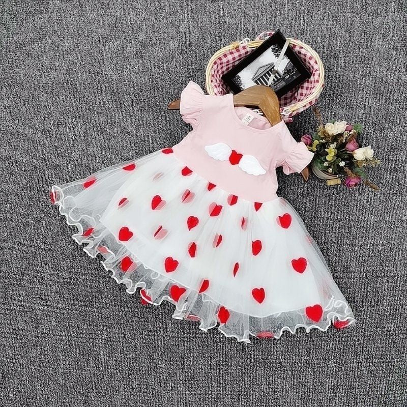 PINK HEART EMBROIDERY FROCK FOR GIRLS-PANKGF001 – www.soosi.co.in