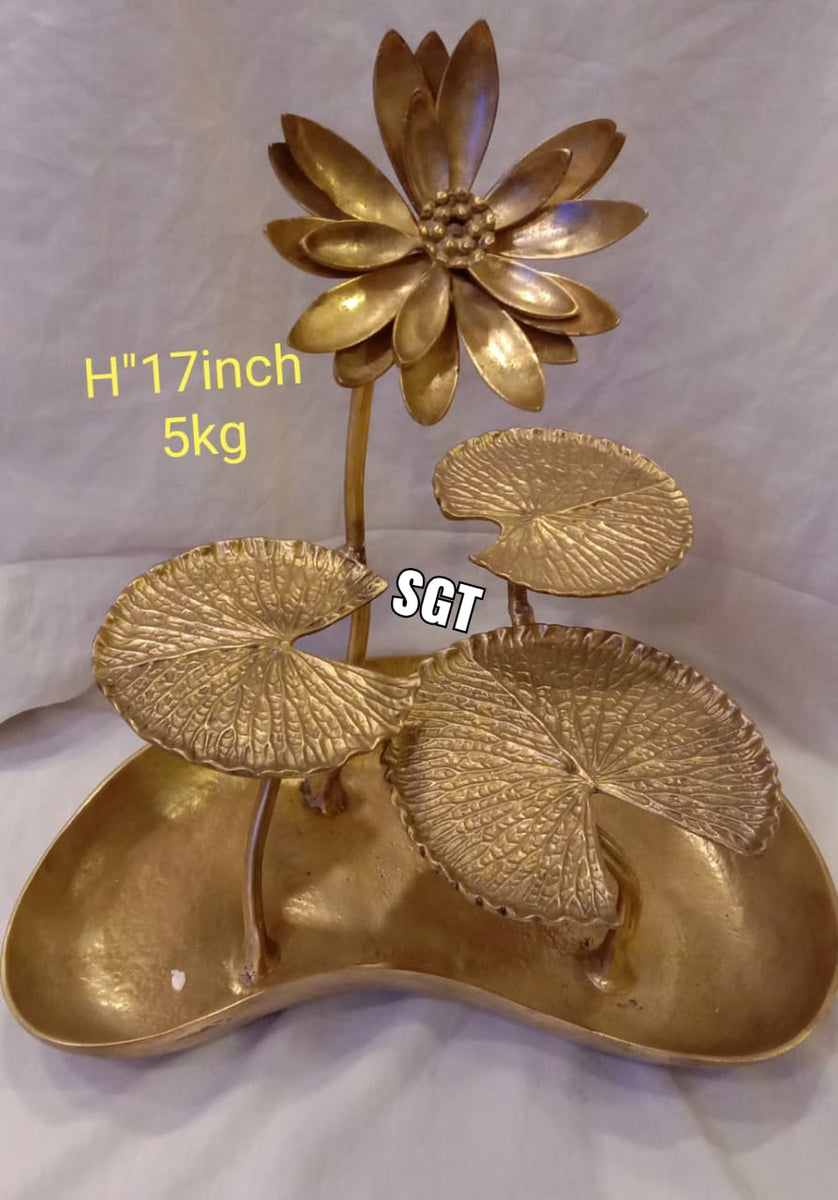 ANTIQUE BRASS FINISH LOTUS DESIGN BRASS PLATTER -SNBP001 – www.soosi.co.in