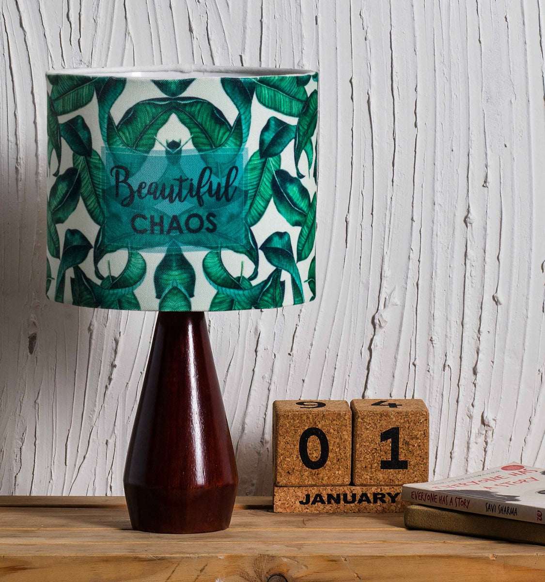 BEAUTIFUL CHAOS , WOODEN BASE TABLE LAMP -SKD001BC – www.soosi.co.in