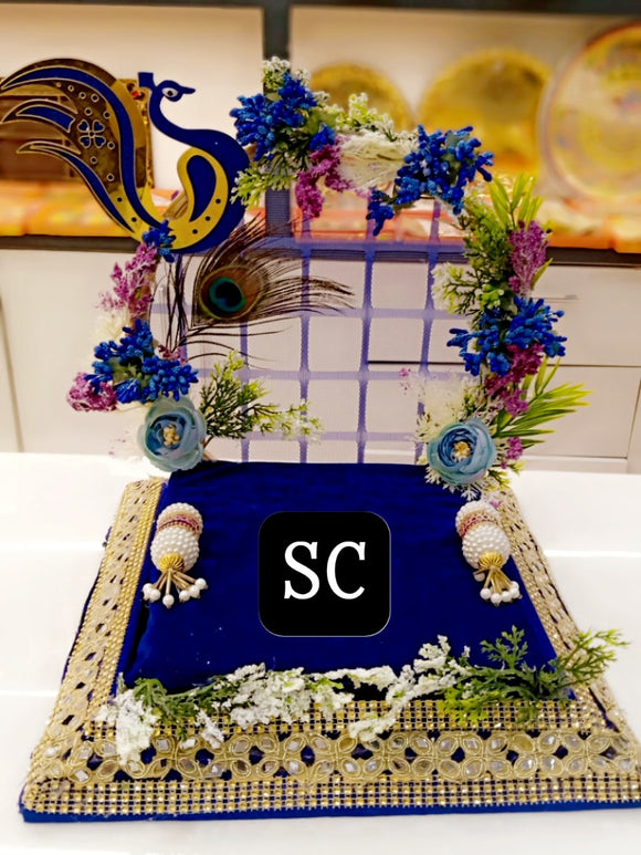 BLUE FLORAL DECORATED SIMHASAN FOR LADDU GOPAL -ANUBLGJ001B – www.soosi ...