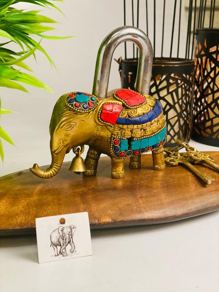 SOLID BRASS ELEPHANT PADLOCK WITH FINE STONE WORK -SKDEPL001 – www ...