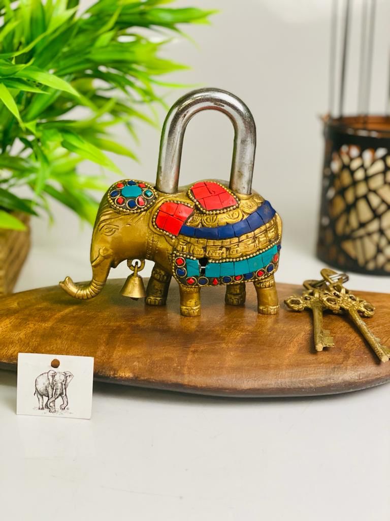 SOLID BRASS ELEPHANT PADLOCK WITH FINE STONE WORK -SKDEPL001 – www ...