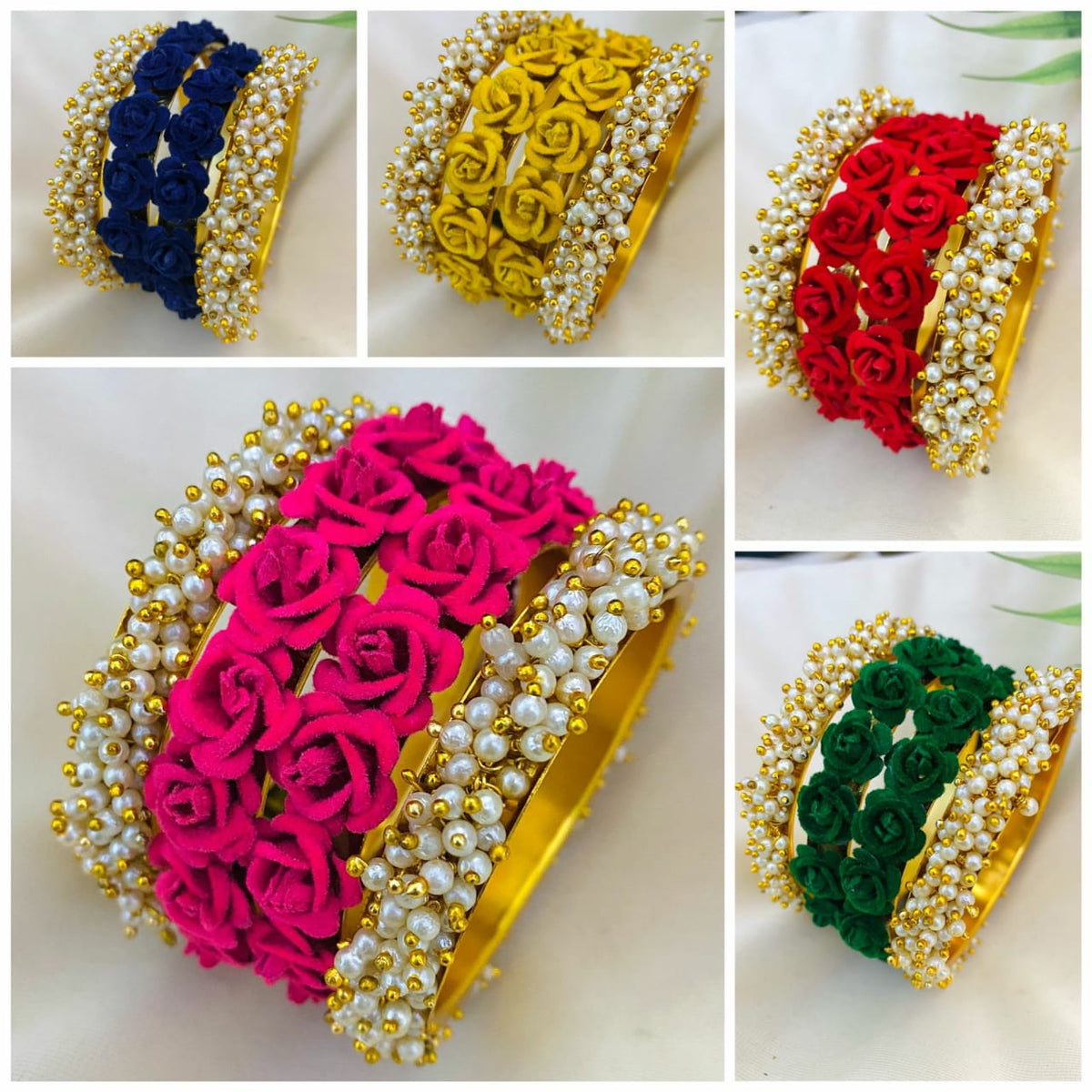 ANJALI , ROSE DESIGN PEARL BANGLES FOR WOMEN-ANJAPB001 – www.soosi.co.in