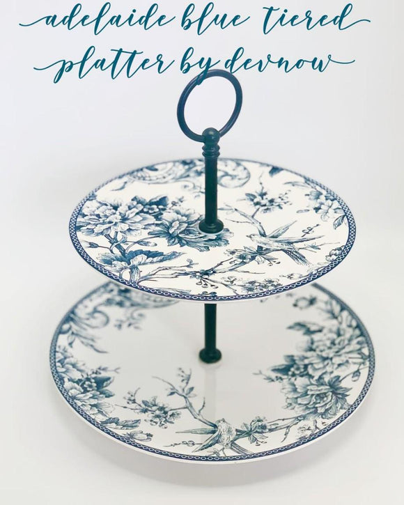 ELEGANT WHITE AND BLUE DESIGNER ,TWO TIER PLATE WITH STAND-SKDBPP001B ...