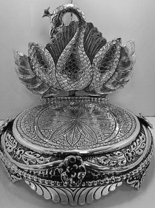 SILVER MAYURI, STERLING SILVER PEACOCK DESIGN SILVER SINGASAN/SIMHASAN ...
