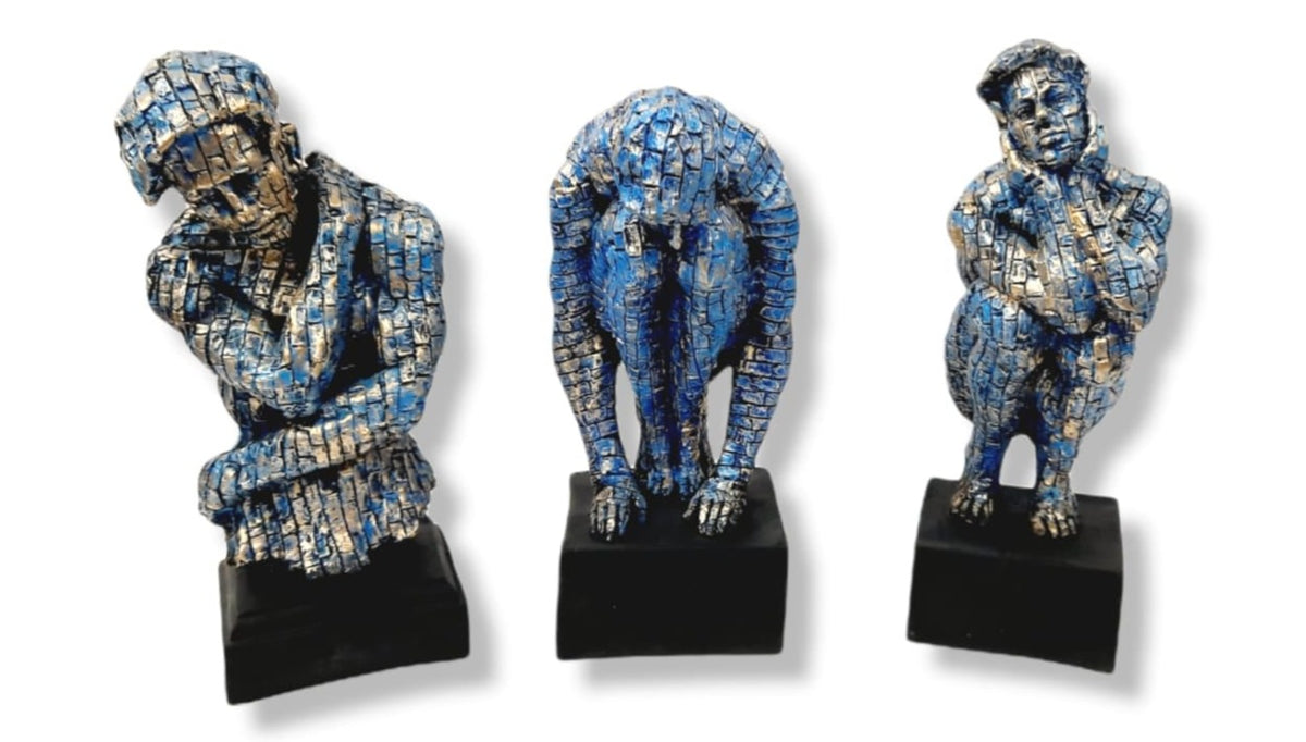 BLUE THINKER MEN STATUE SET FOR TABLE DECOR-RK001TM – www.soosi.co.in