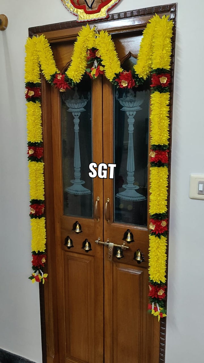 YELLOW MARIGOLD SHADE ,BEAUTIFUL CLOTH FABRIC FLOWER THOMALA FOR DOOR ...