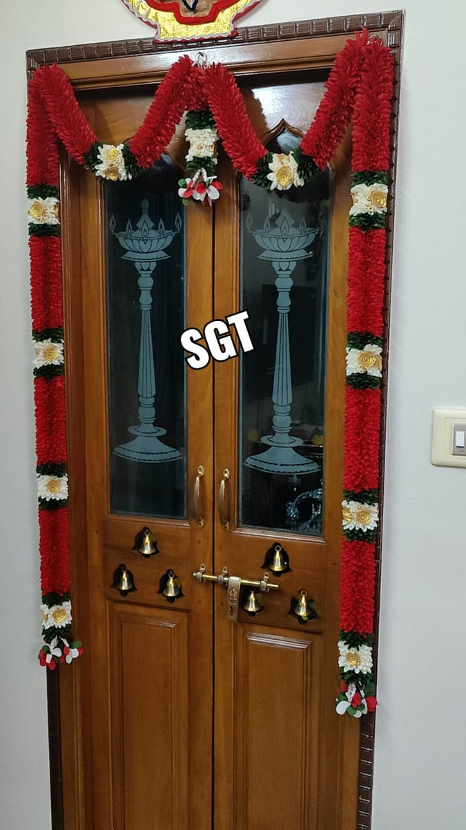 MAROON SHADE ,BEAUTIFUL CLOTH FABRIC FLOWER THOMALA FOR DOOR DECORATIO ...