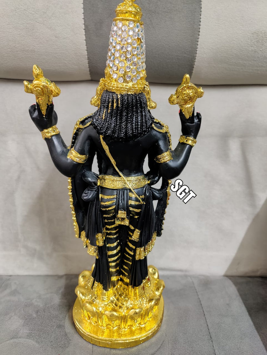 SHREE BALAJI , IMPRESSIVE GOLD PLATED BLACK LORD BALAJI IDOL -SILVI001 ...