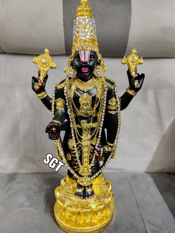 SHREE BALAJI , IMPRESSIVE GOLD PLATED BLACK LORD BALAJI IDOL -SILVI001 ...