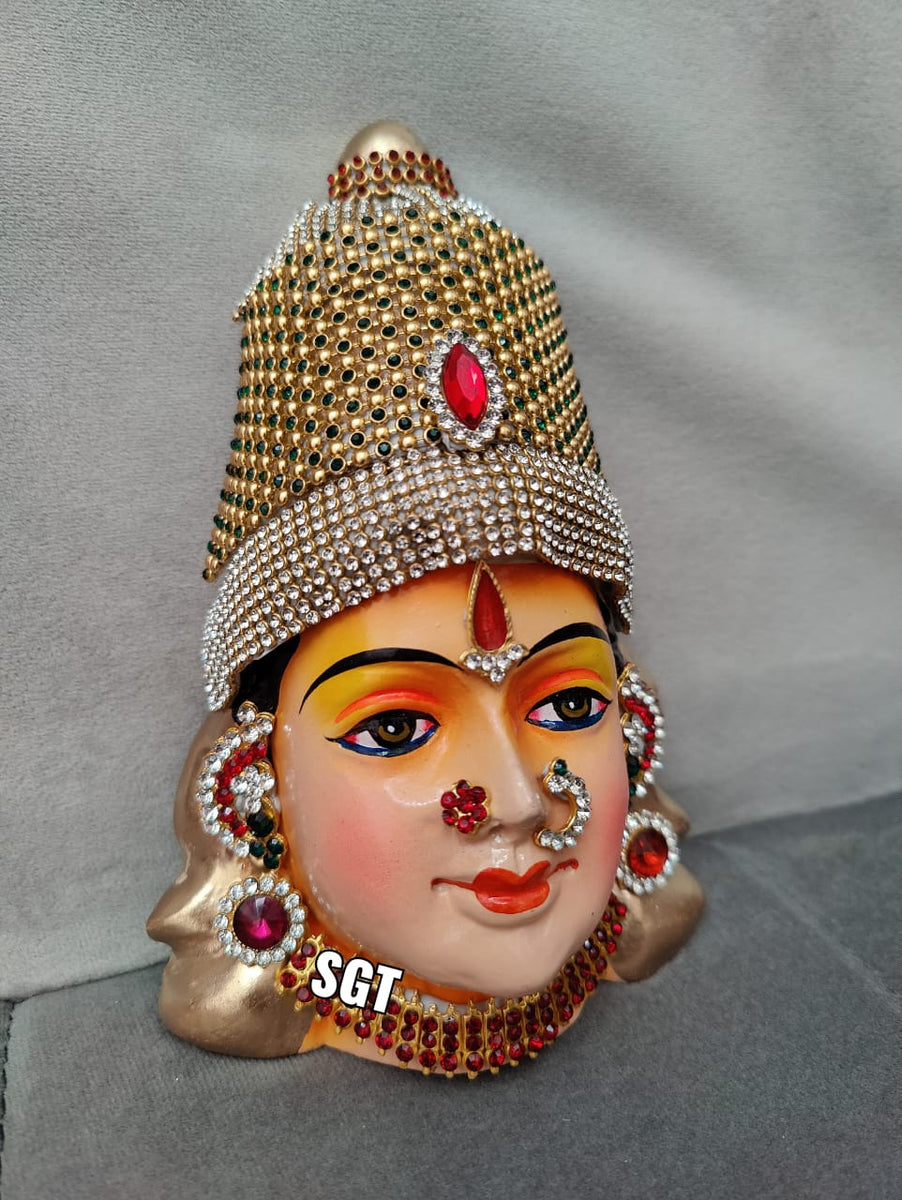 TERRACOTA AMMAN FACE HAND PAINTED AND DECOATED WITH BEAUTIFUL STONE WO ...