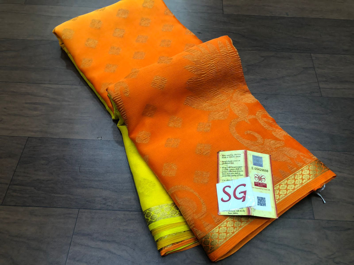 PURE MYSORE WRINKLE SILK SAREE WITH NATURAL 3D COLOR DYEING ALLURING S ...
