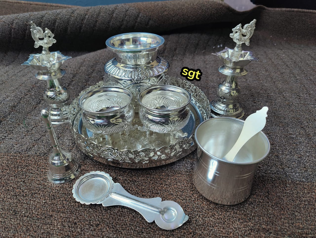 Mayavathy , full set impressive German silver washable tray with Germa ...
