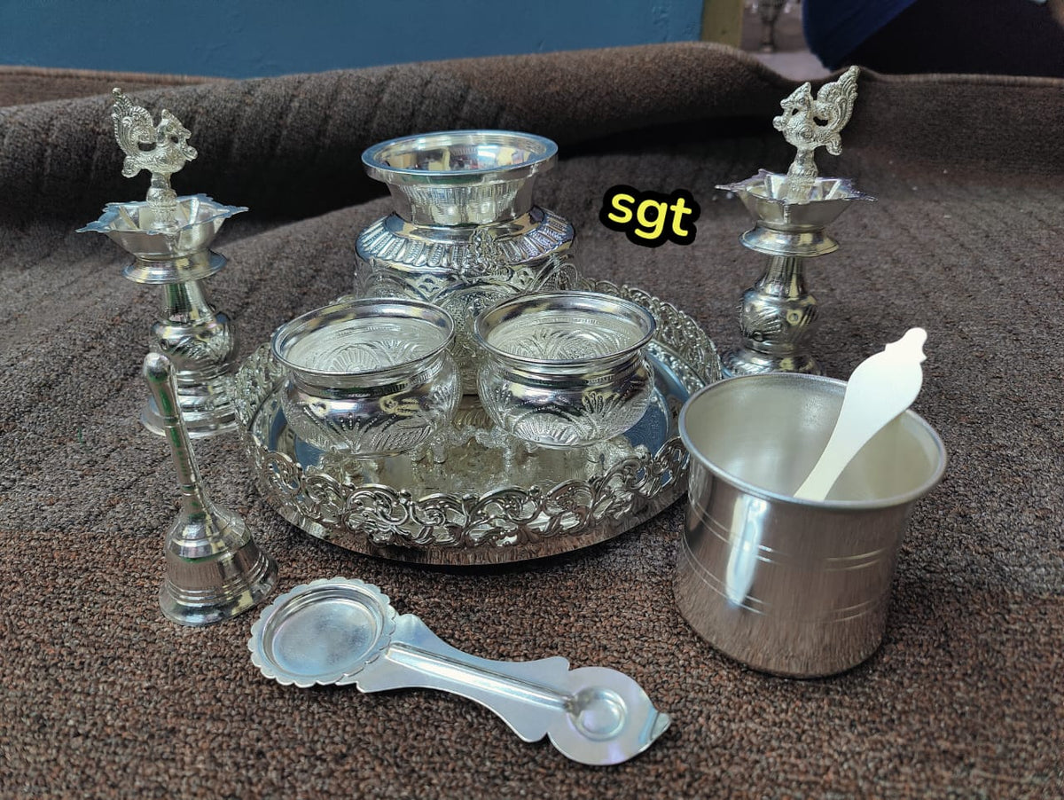 Mayavathy , full set impressive German silver washable tray with Germa ...
