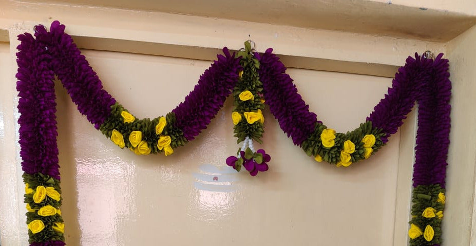 Purple and Yellow shade Beautiful flower thomala /Door decoration-SILV ...
