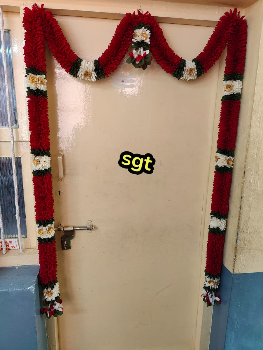 Red and white shade Beautiful flower thomala /Door decoration-SILVAN00 ...