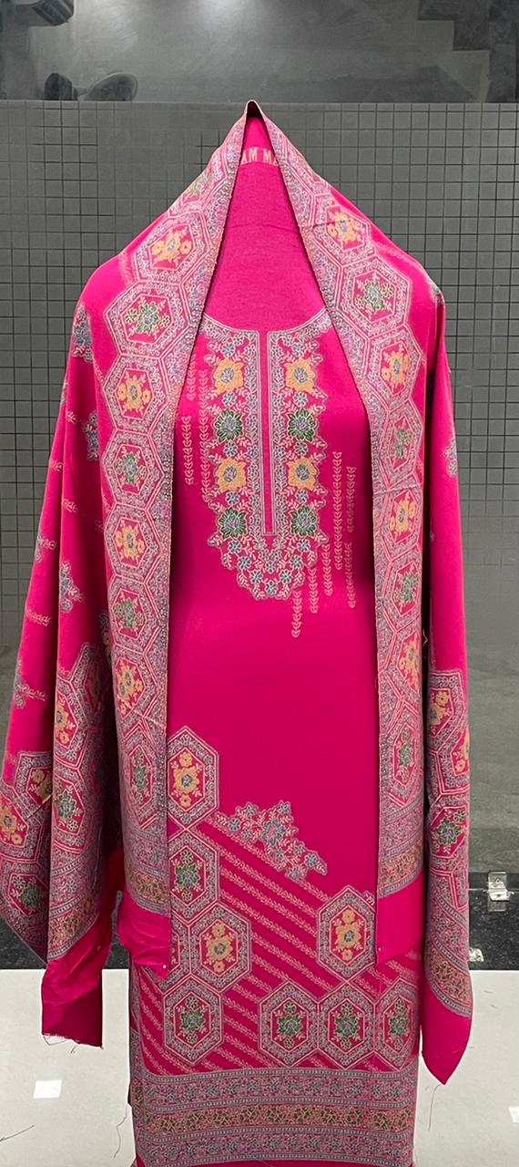Magenta Pink color Pashmina Kani Suit with Kani Designer Heavy Stol-GA ...