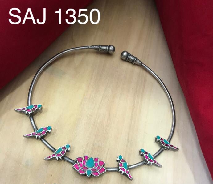 Blue and Pink ,Oxidised silver Finish pipe necklace for women -LR001PN ...