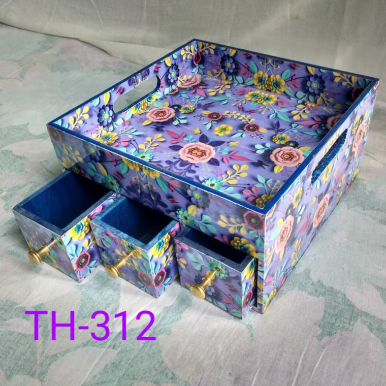 Elegant Blue Rose Design Table Organizer in MDF board-REGAL001L – www ...