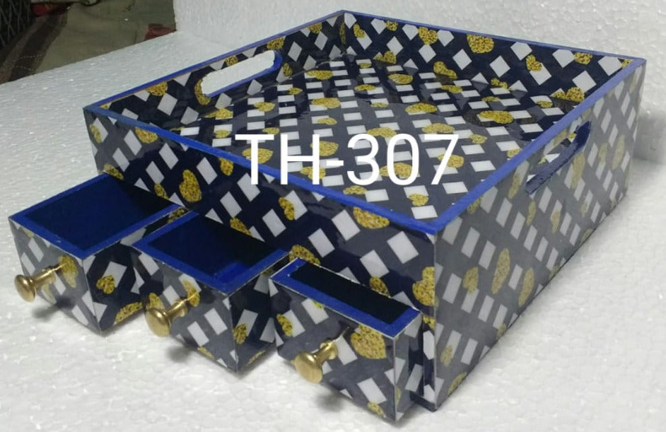 Elegant Blue and White Design Table Organizer in MDF board-REGAL001F ...