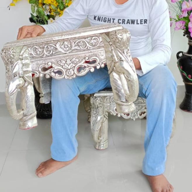 German Silver Wedding Seater / Stool with Heavy Engraved Carving with ...