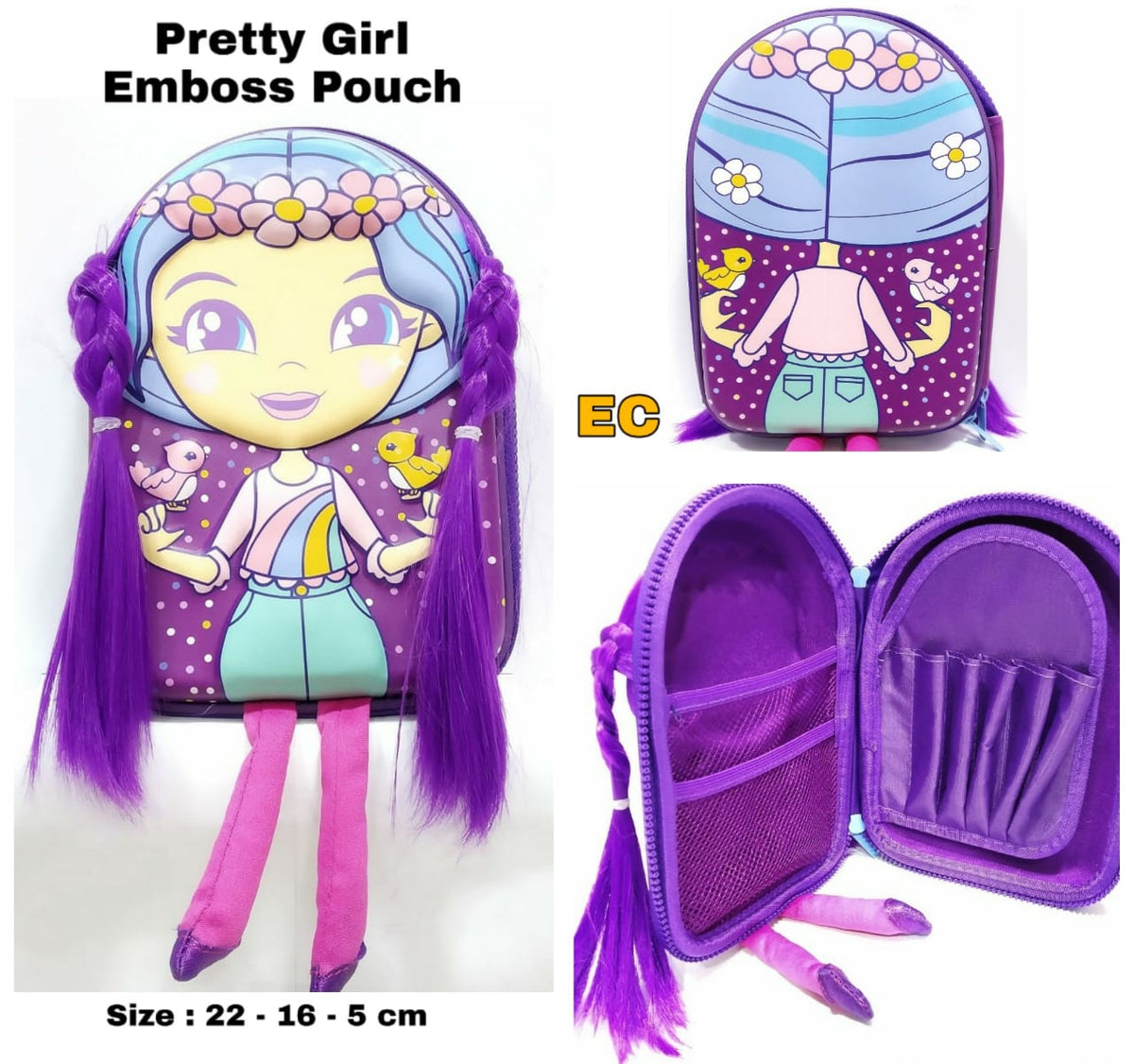 PRETTY GIRL EMBOSSED POUCH FOR GIRLS – www.soosi.co.in