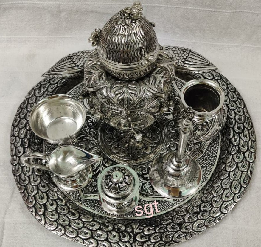 Antique Finish German Silver festival Pooja thali -SGWPTAF001 – www ...